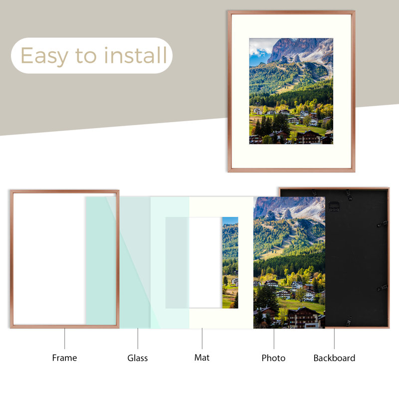 Three Posts™ Luray 7 Piece Matte Metal Gallery Picture Frame with Real Glass Set & Reviews | Wayfair